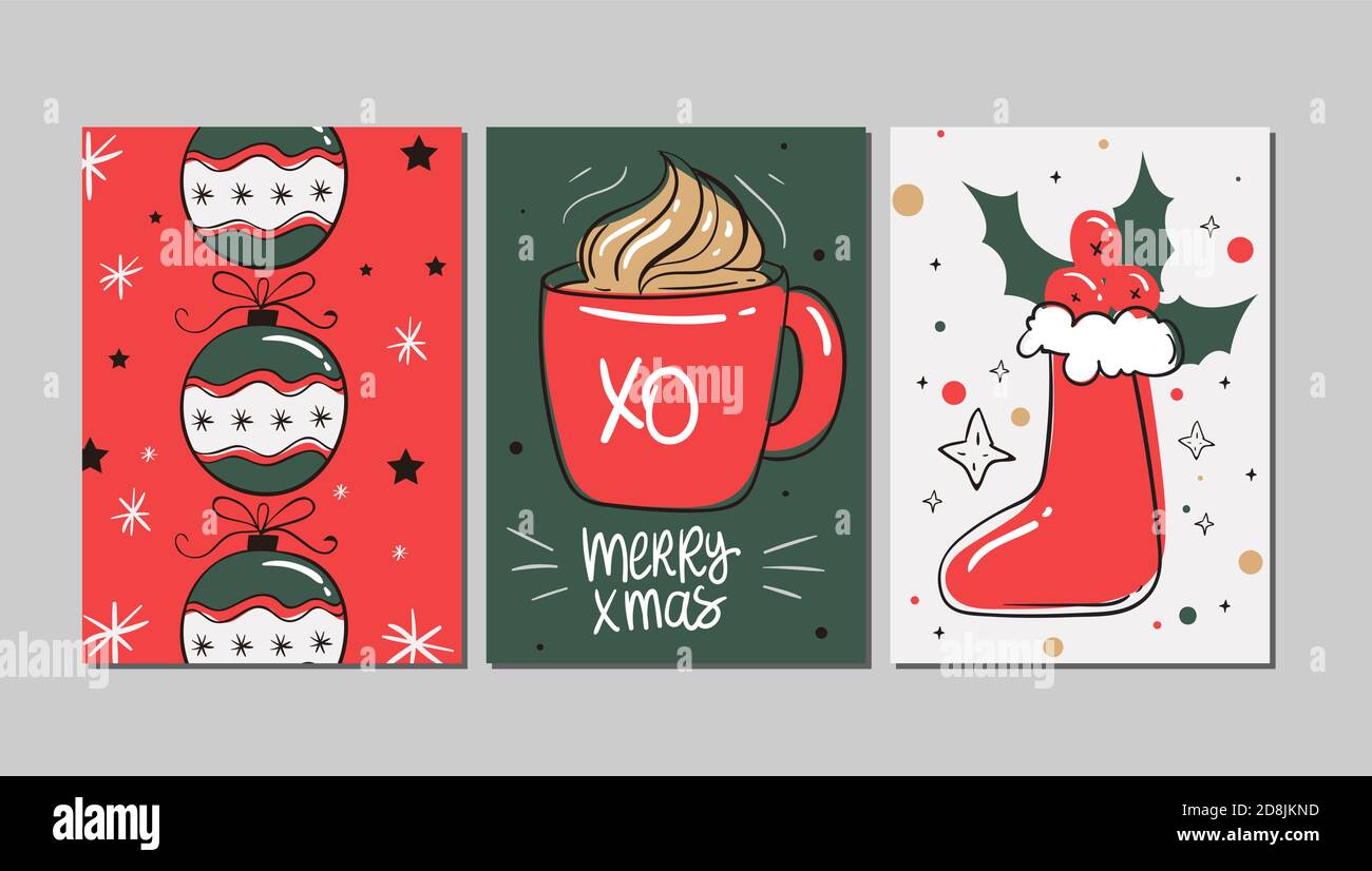 Set of Christmas cards. Vector illustrations EPS Stock Vector Image ...