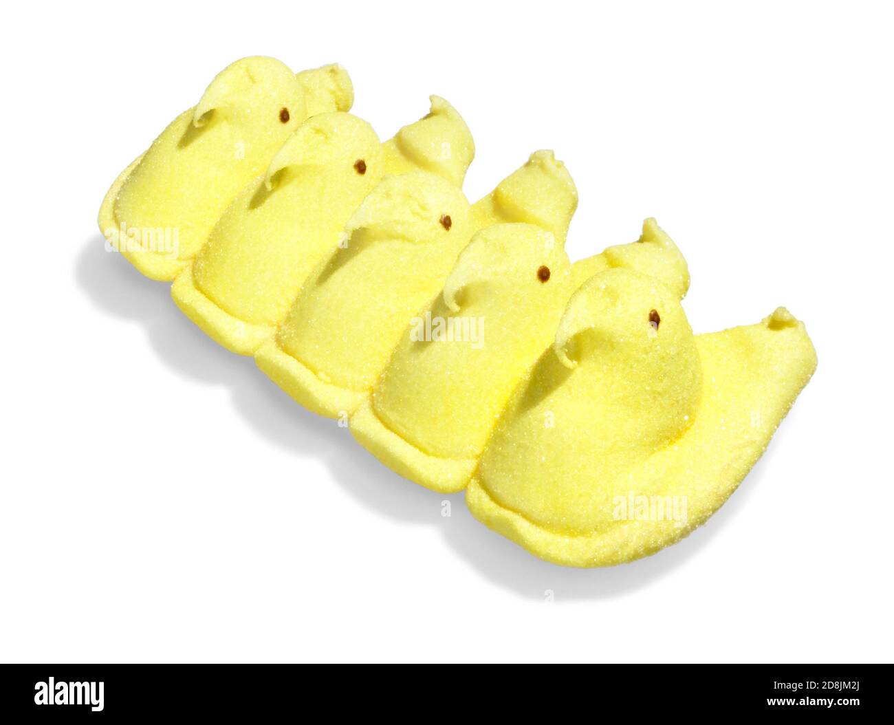Peeps yellow chicks marshmallow candy photographed on a white ...