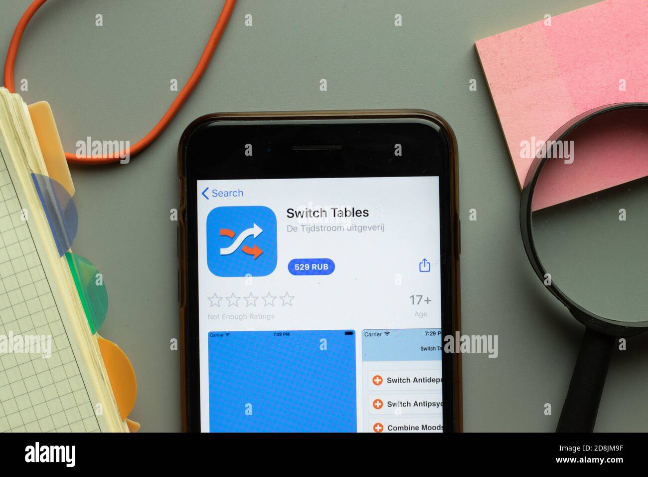 New York, USA - 26 October 2020: Switch Tables mobile app logo on phone ...