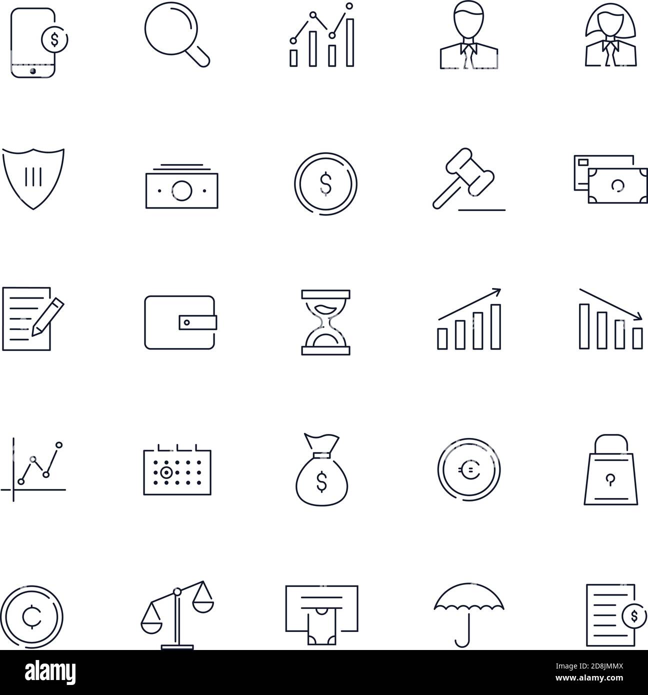 Finance pack. Vector illustration. Web icon batch Stock Vector Image ...