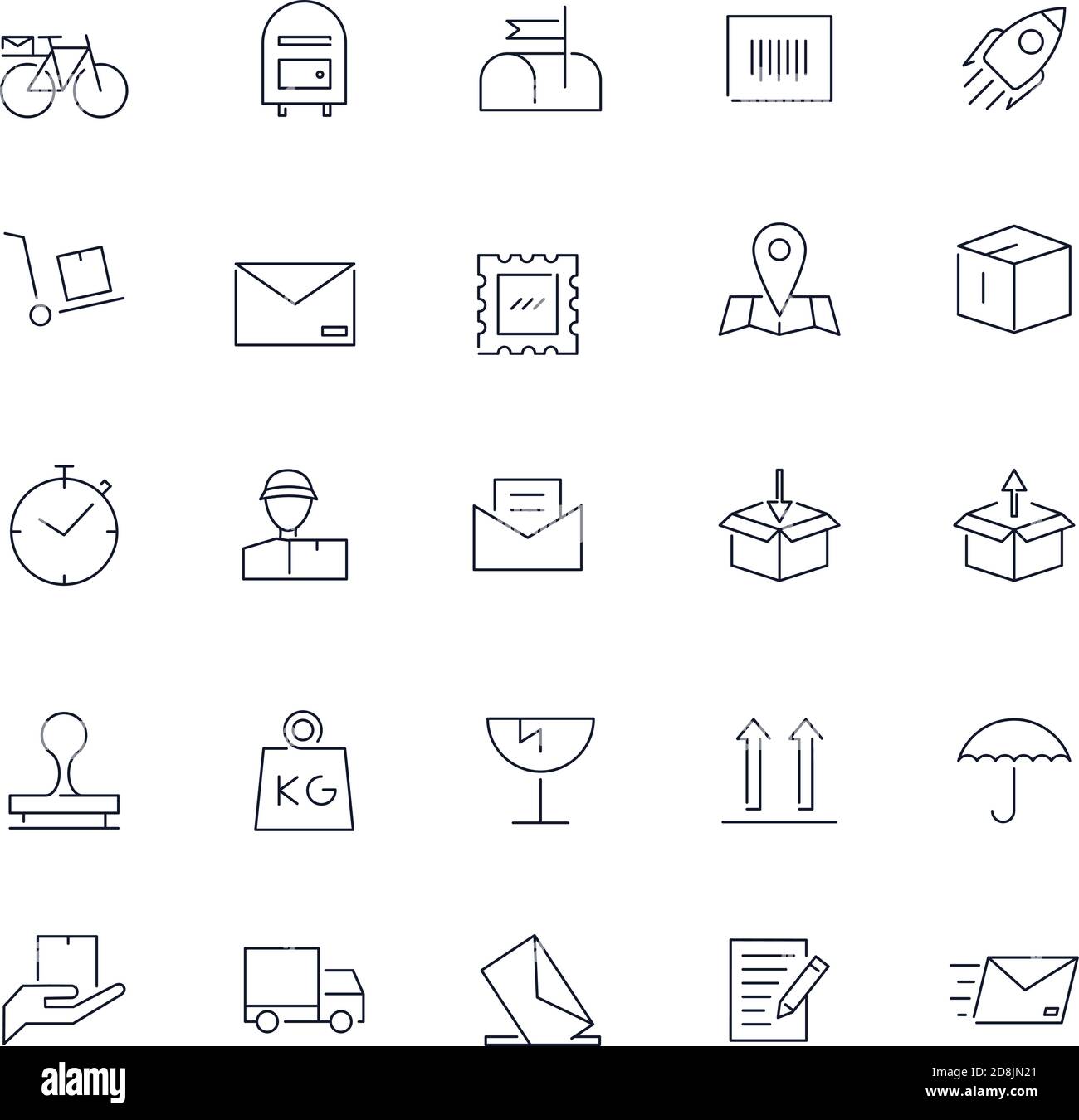 Postage line icons Cut Out Stock Images & Pictures - Alamy