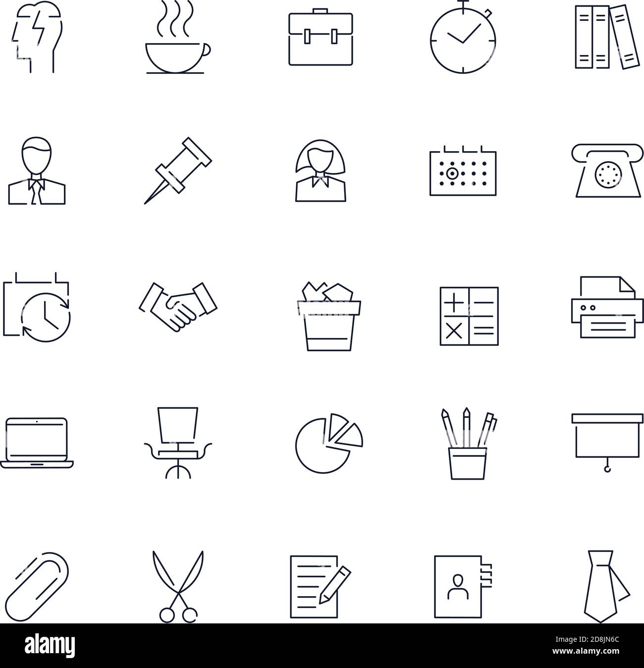 Line icons set. Office pack. Vector illustration Stock Vector Image ...