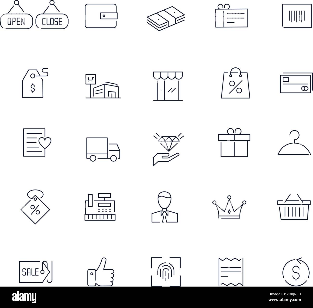 Line icons set. Shopping pack. Vector illustration Stock Vector Image ...