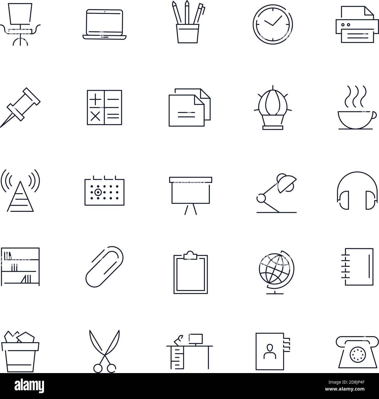 Line icons set. Workplace pack. Vector batch Stock Vector Image & Art ...