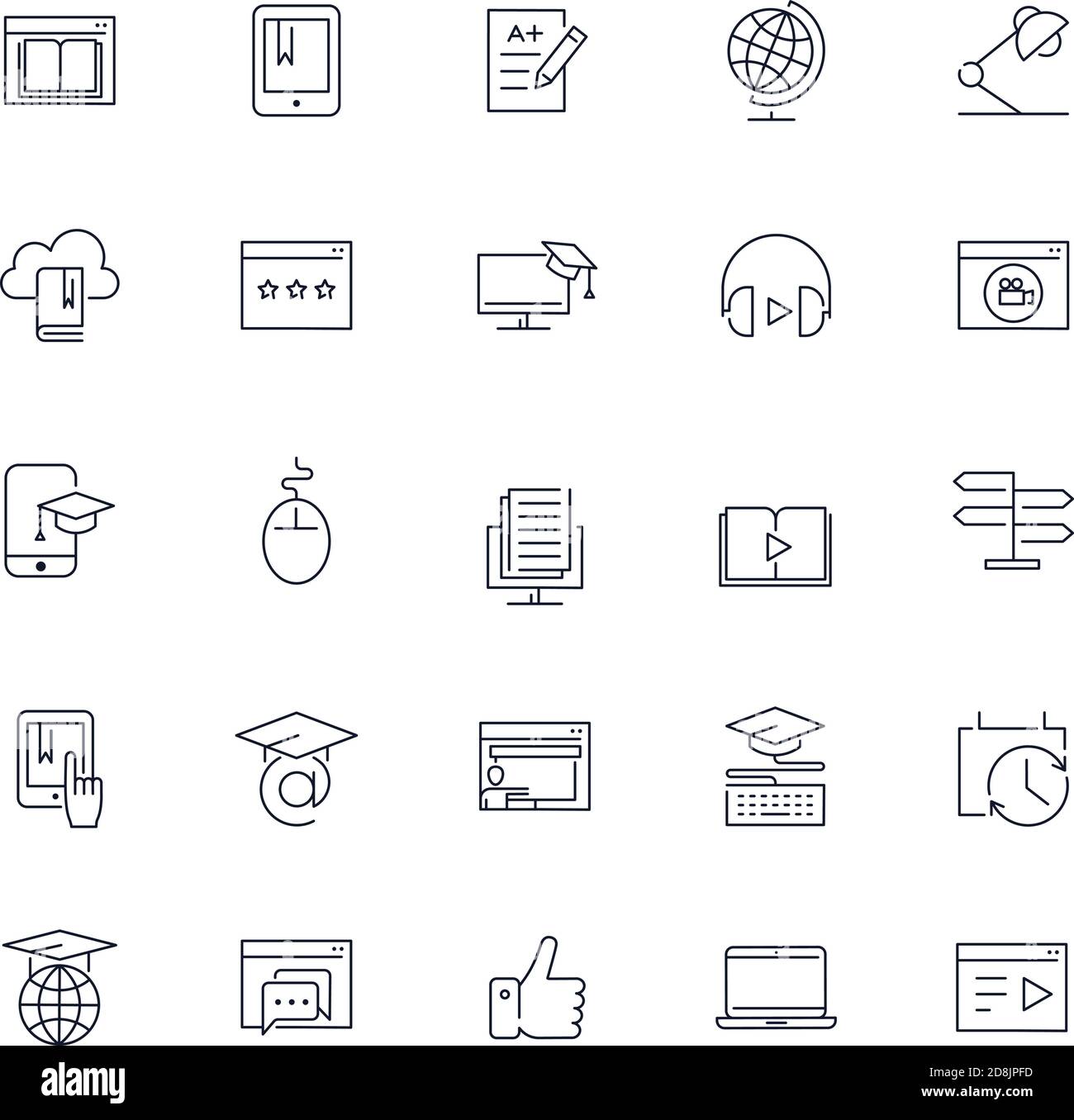 Line icons set. Online education pack. Vector Stock Vector Image & Art ...