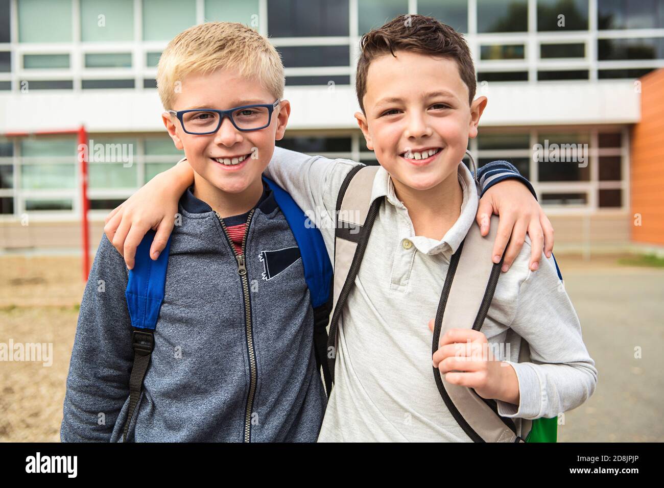 group of kids friend on the school background having fun Stock Photo ...