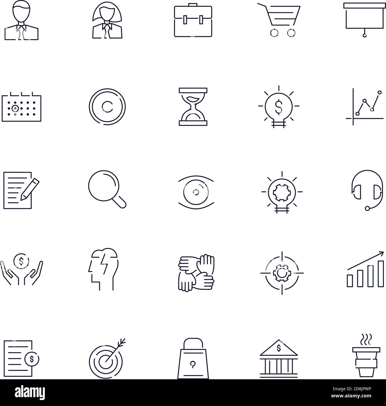 Line icons set. Business pack. Vector illustration Stock Vector Image ...