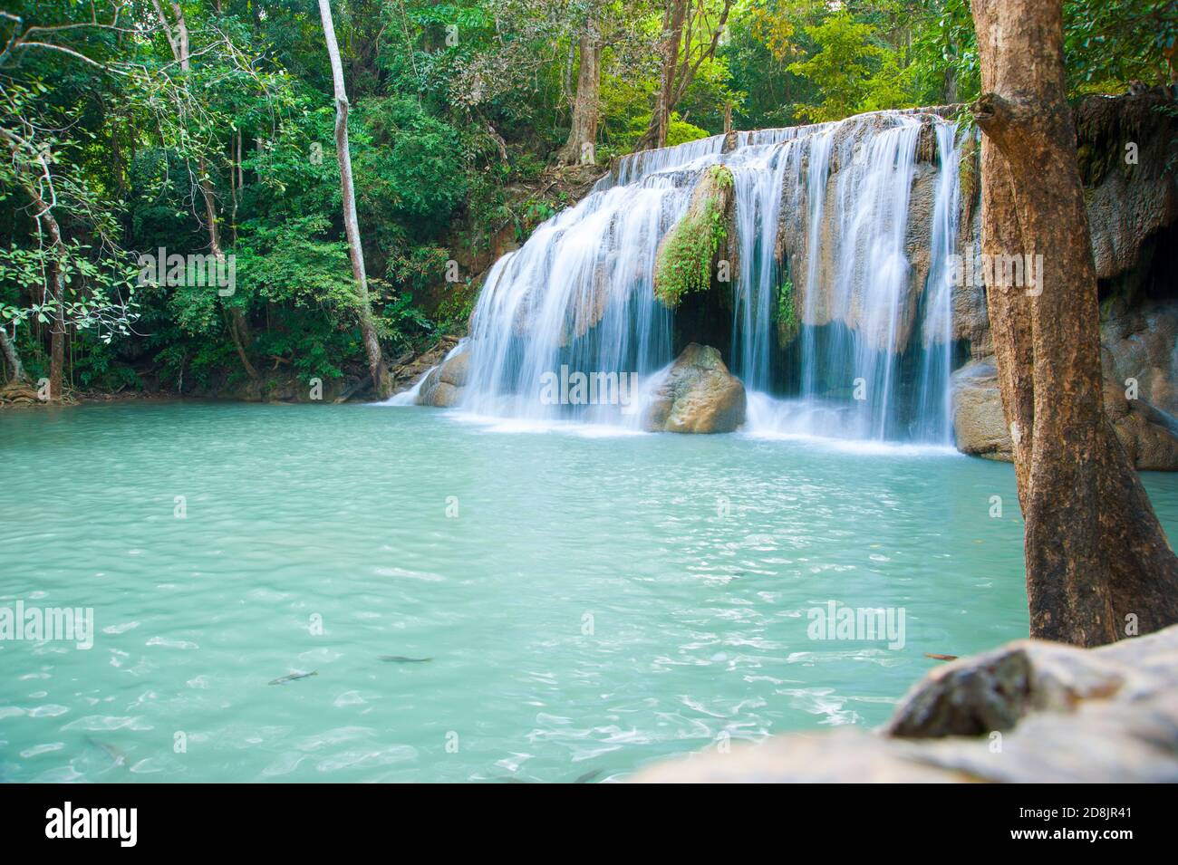 Beautiful Erawan waterfalls cascading through the forest, Erawan ...