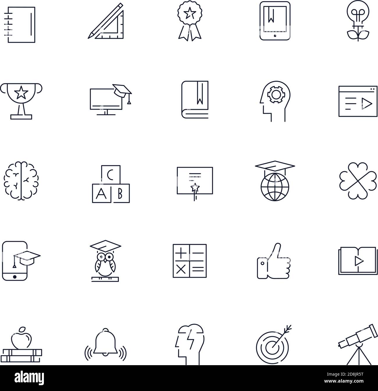 Line icon set. Education pack. Vector illustration Stock Vector Image ...