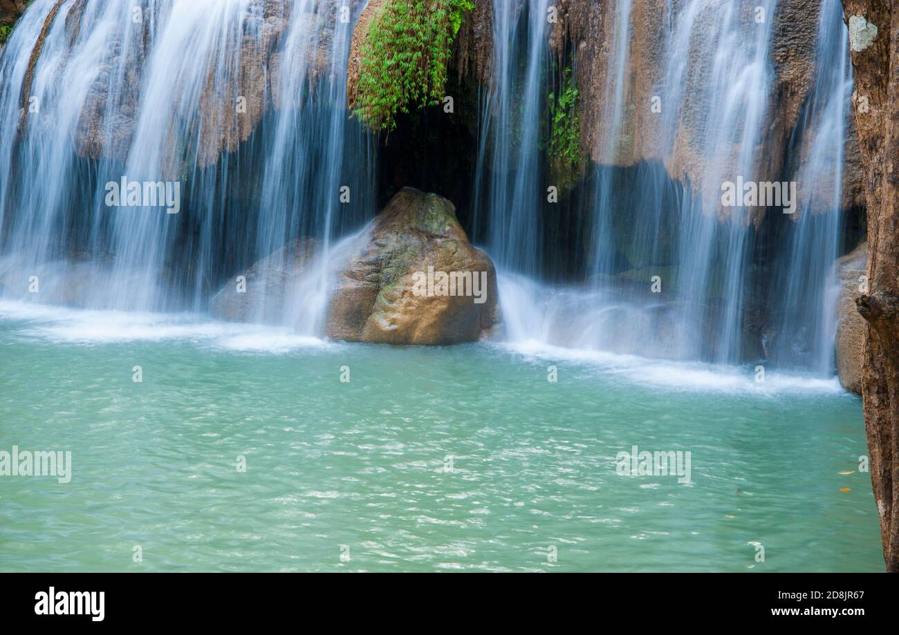 Beautiful Erawan waterfalls cascading through the forest, Erawan ...
