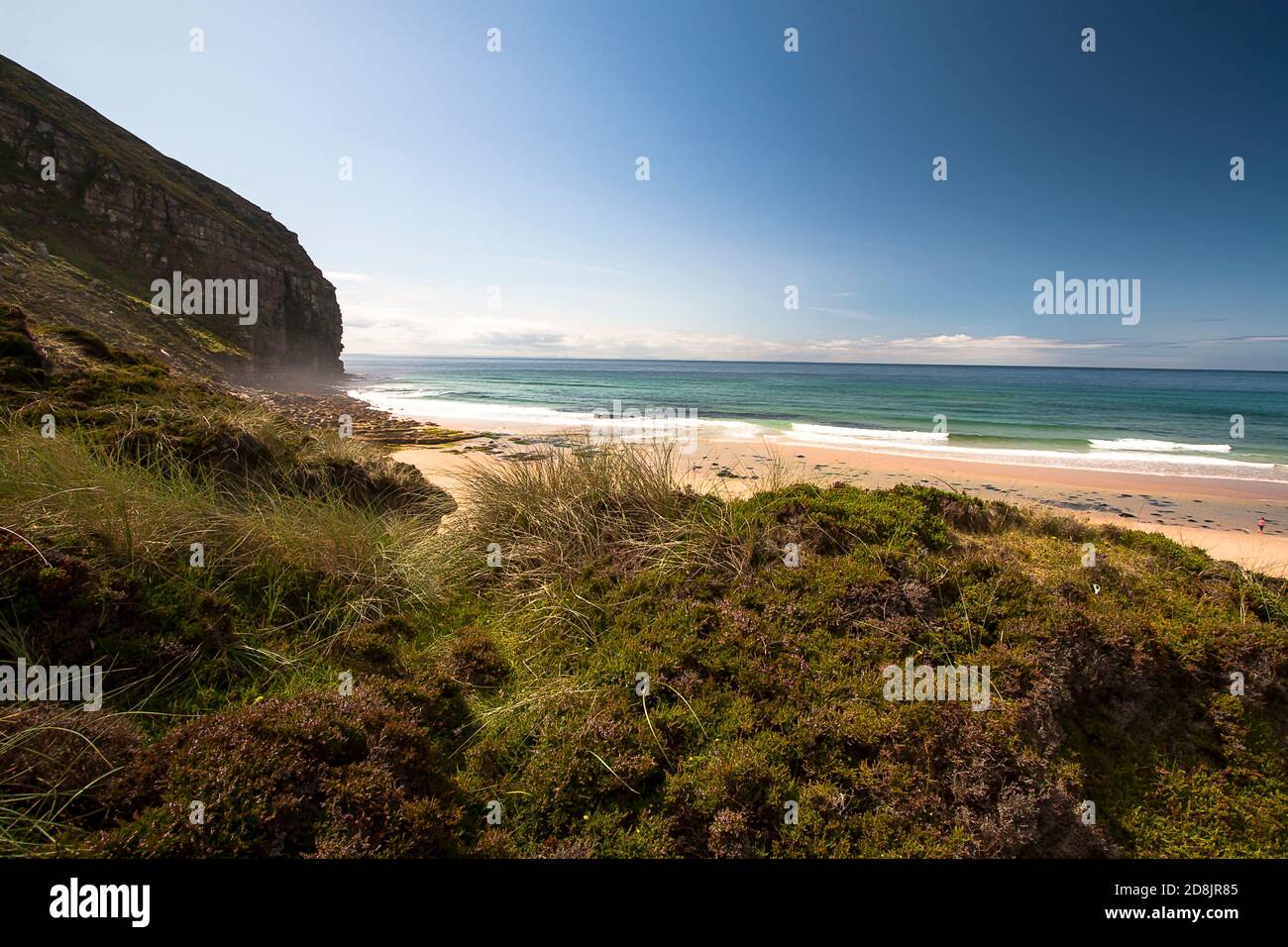 Scottish sandy beach of island Hoy with cliffs and Atlantic Stock Photo ...