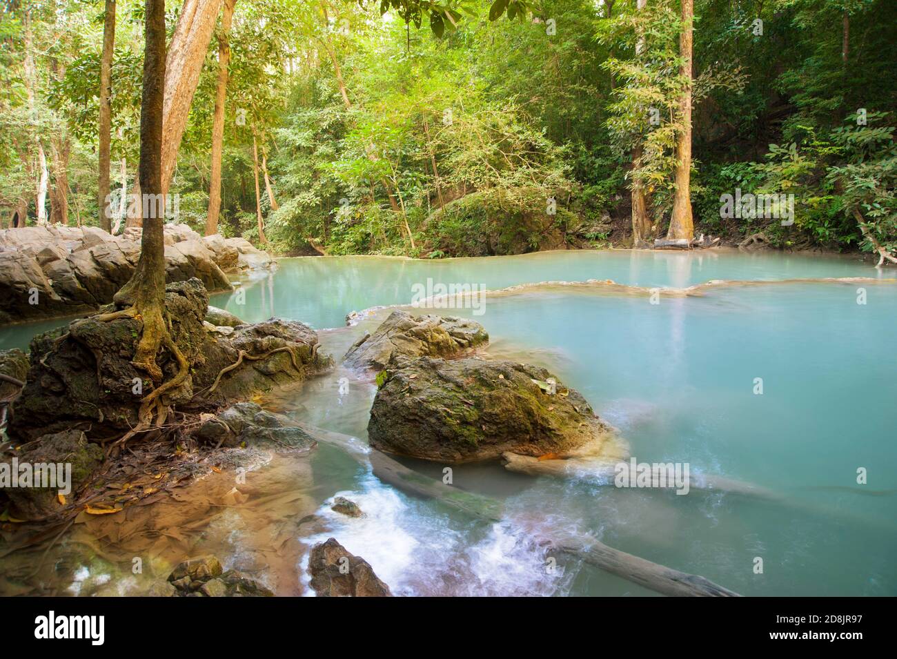 Beautiful Erawan waterfalls cascading through the forest, Erawan ...
