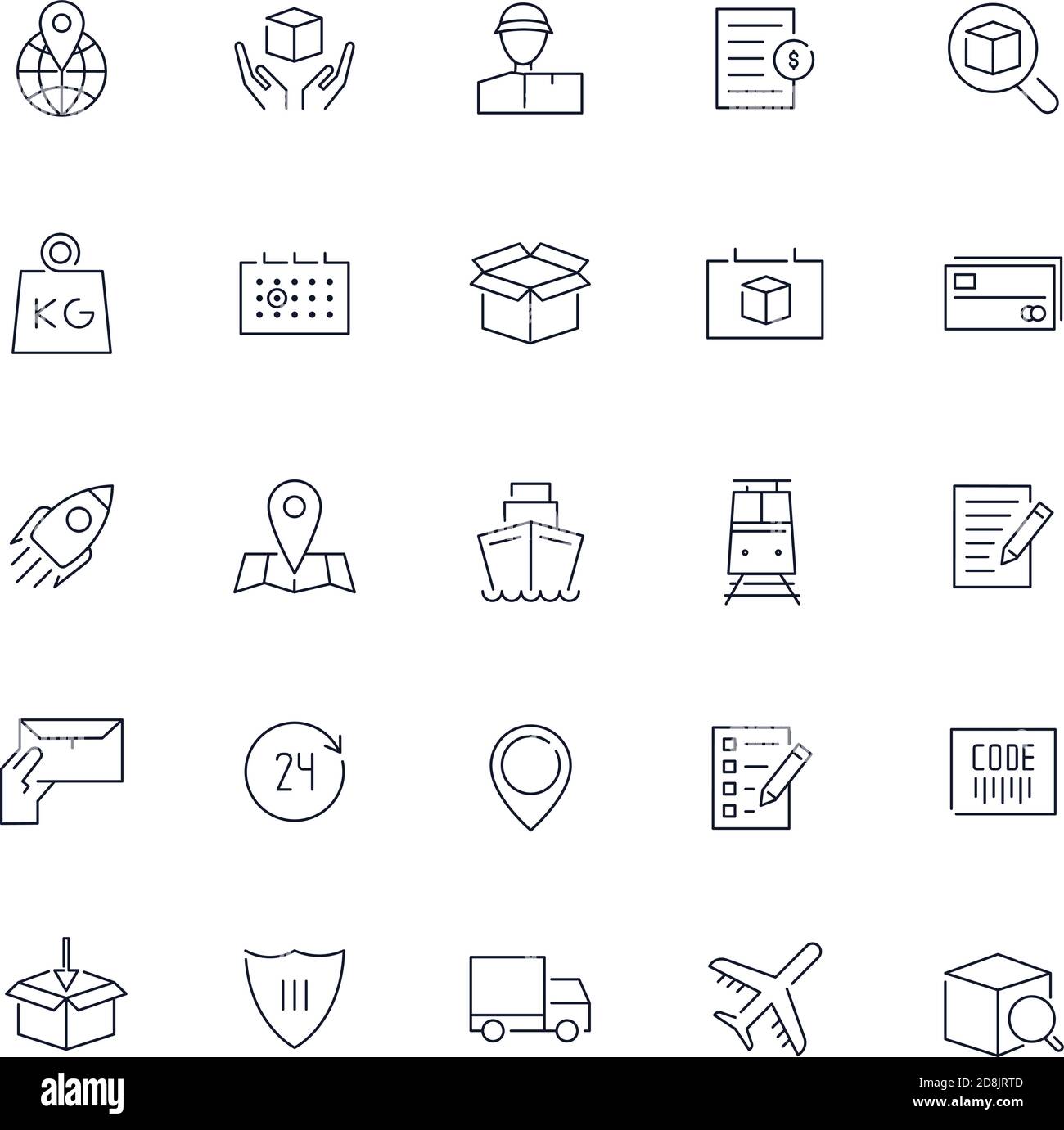 Line icons set. Delivery pack. Vector illustration Stock Vector Image ...