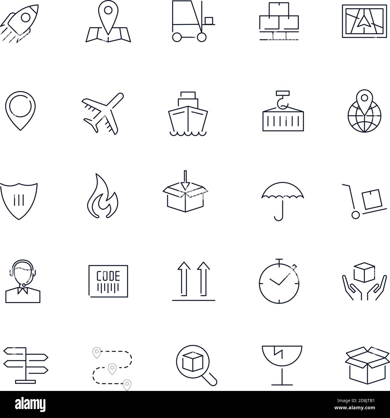 Line icons set. Shipping pack. Vector illustration Stock Vector Image ...
