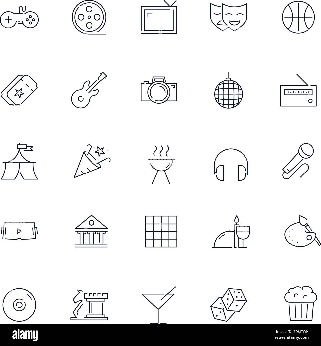 Line icons set. Entertainment pack. Vector batch Stock Vector Image ...