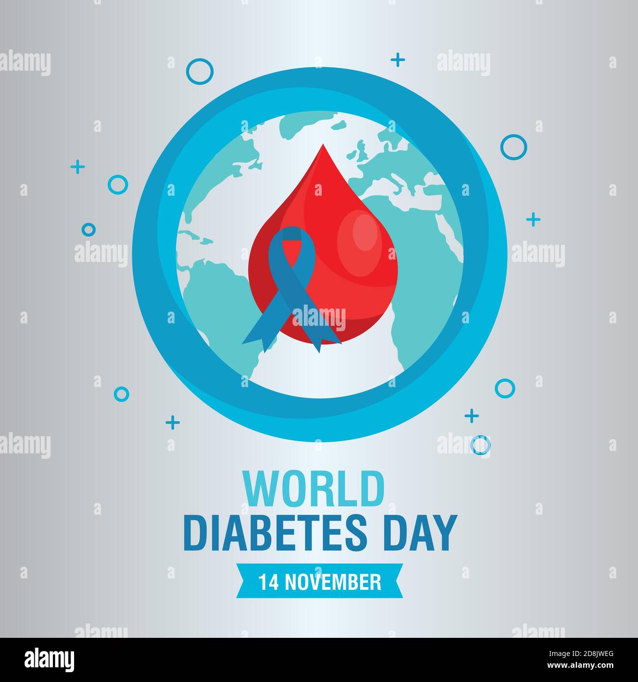 World Diabetes Day Campaign With Blue Ribbon Stock Vector Image And Art