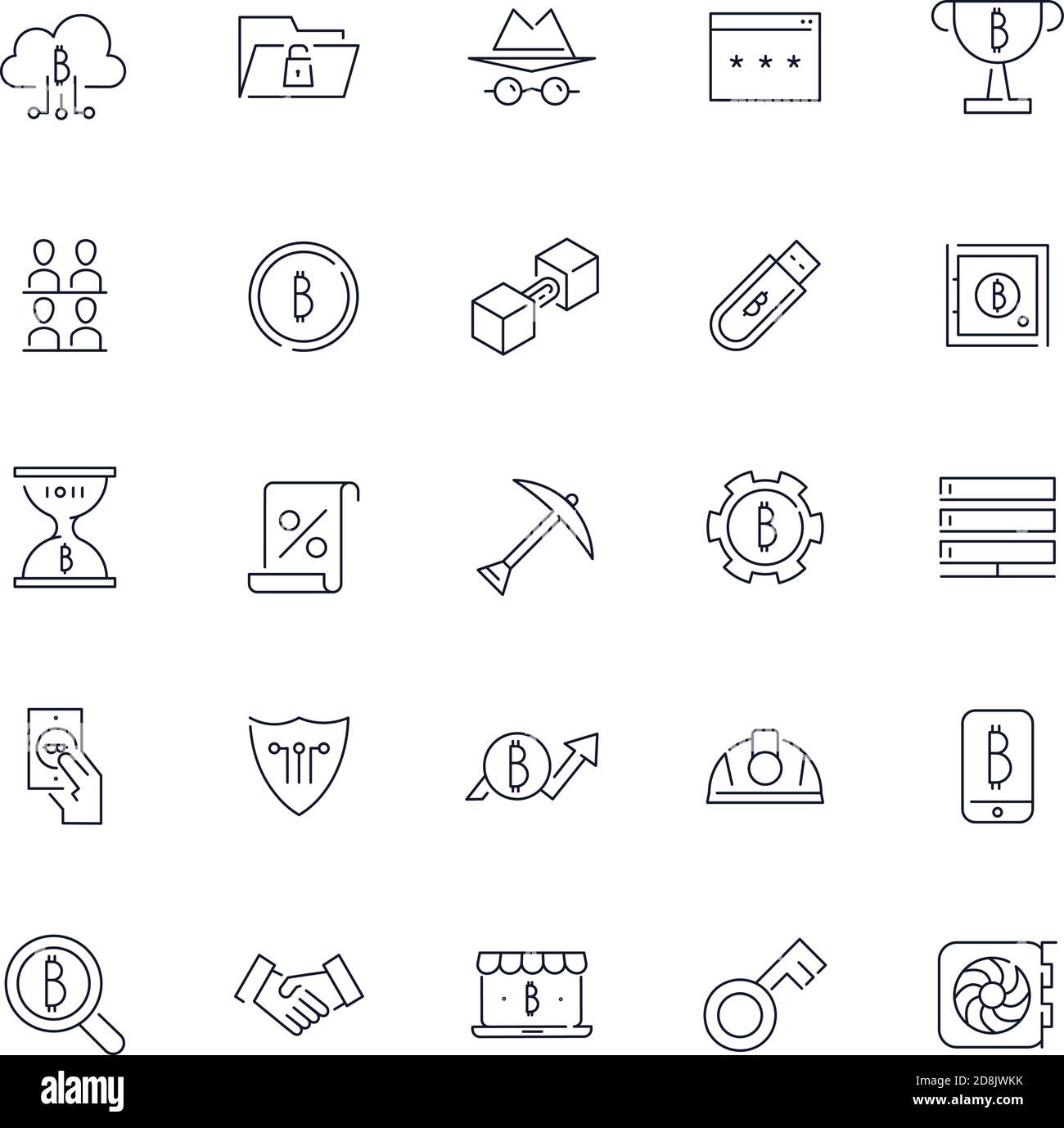 Line icons set. Bitcoin pack. Vector illustration Stock Vector Image & Art - Alamy