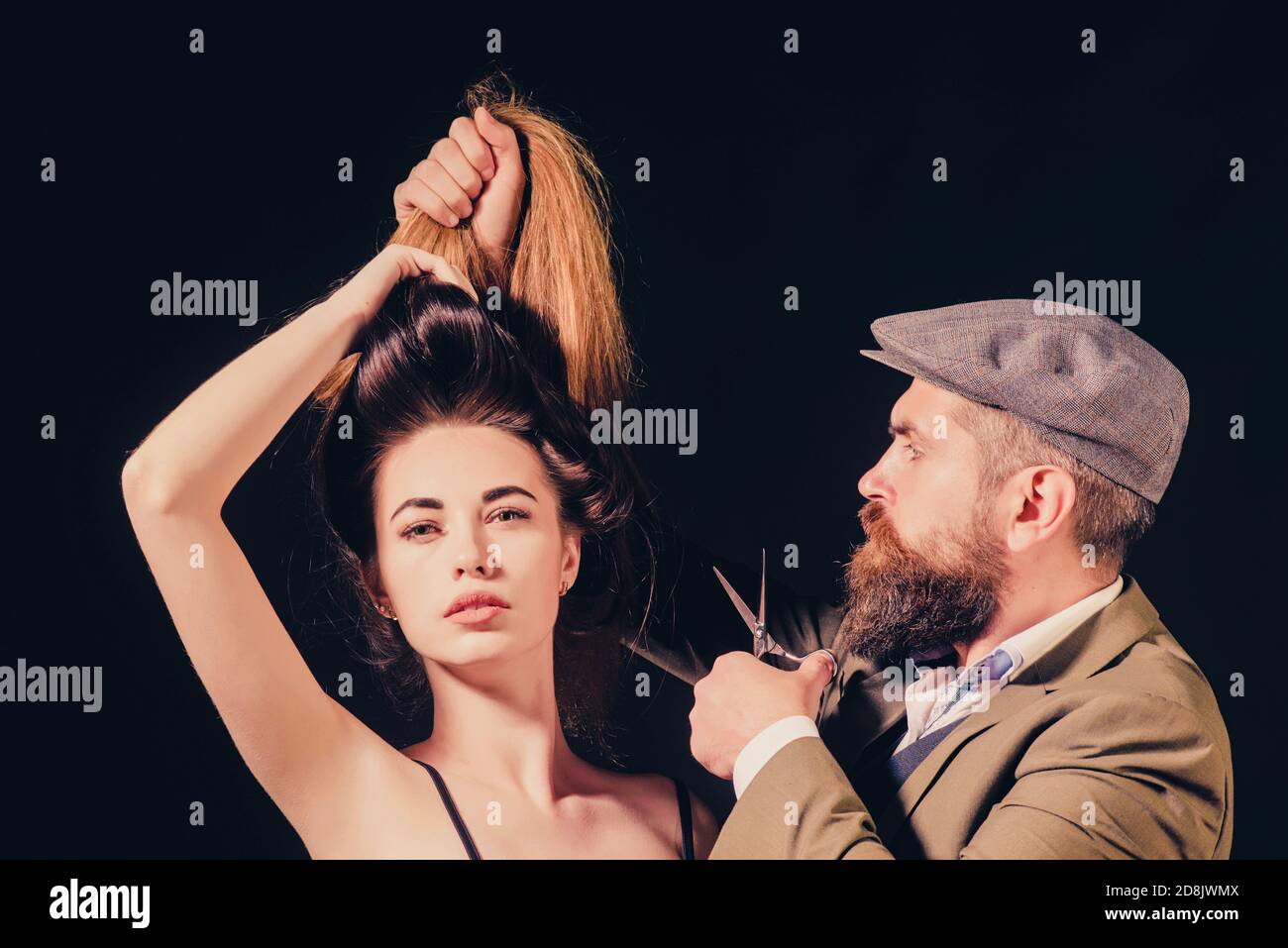 Hairdressers work for beauty woman at the hair salon. Hair Preparation ...