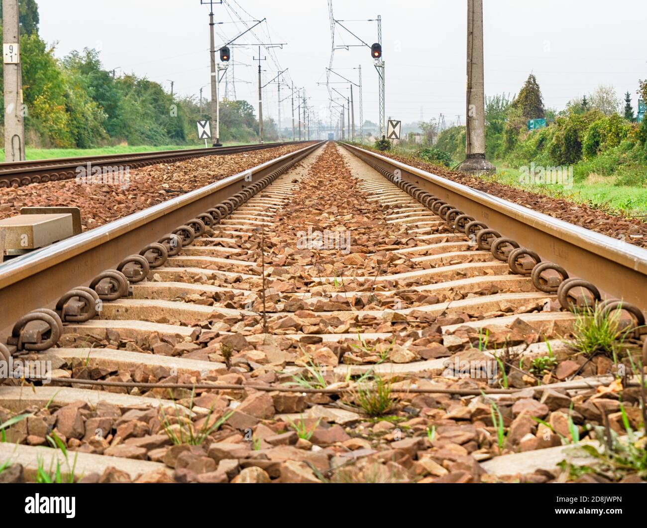 Double track railway line Stock Photo - Alamy