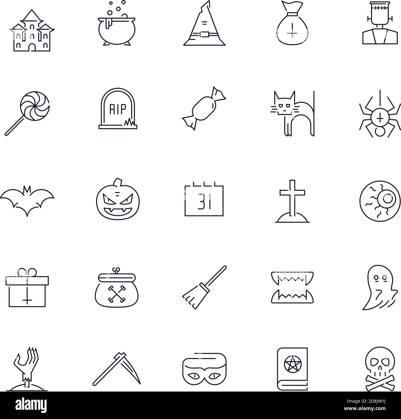 Line icons set. Halloween pack. Vector batch Stock Vector Image & Art ...