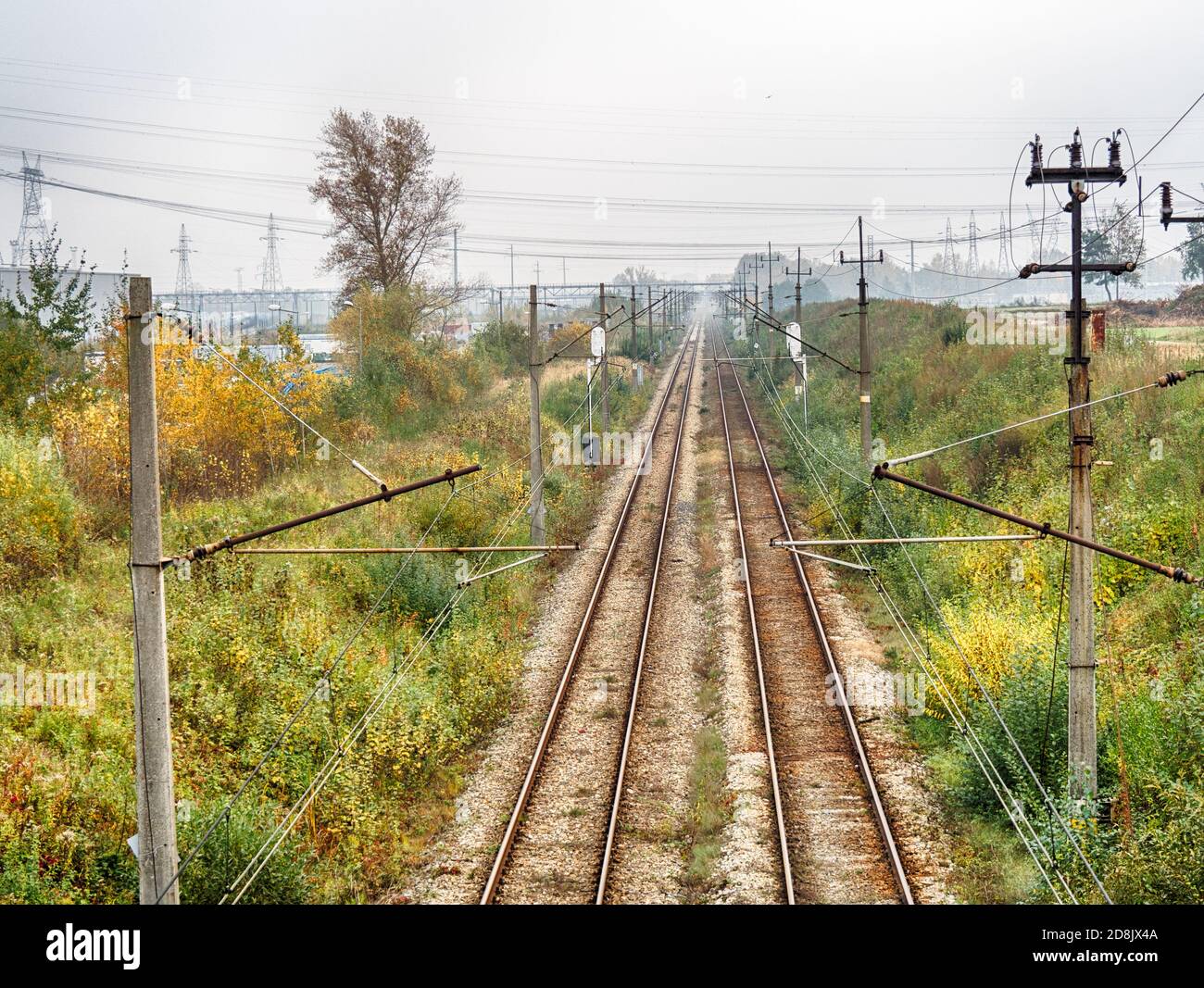 Double track railway line Stock Photo - Alamy
