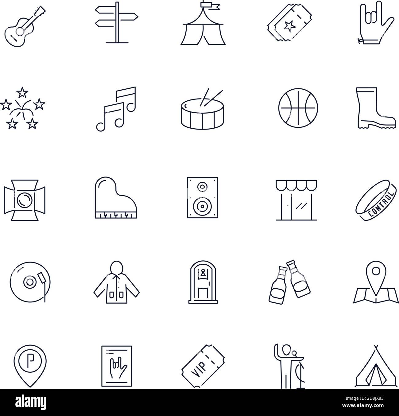 Line icons set. Music festival pack. Vector Stock Vector Image & Art ...