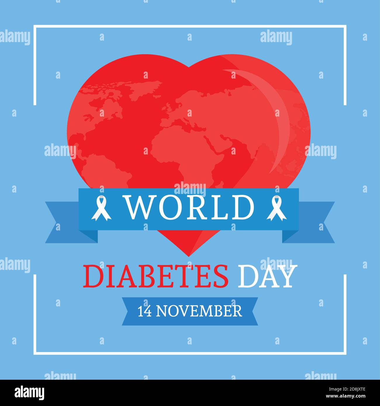 world diabetes day campaign with earth planet in heart Stock Vector ...