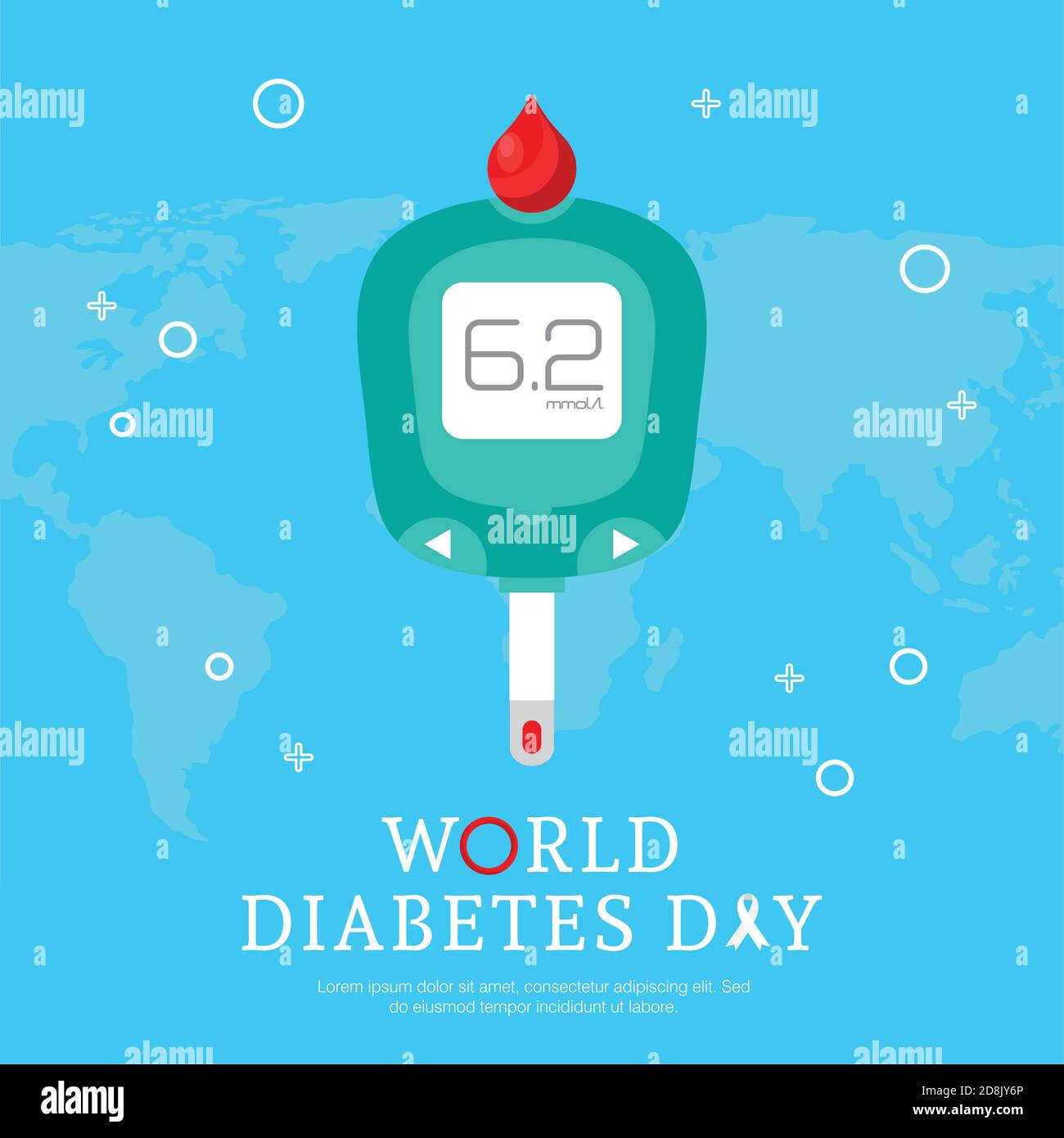 world diabetes day campaign with glucometer and earth planet maps Stock ...