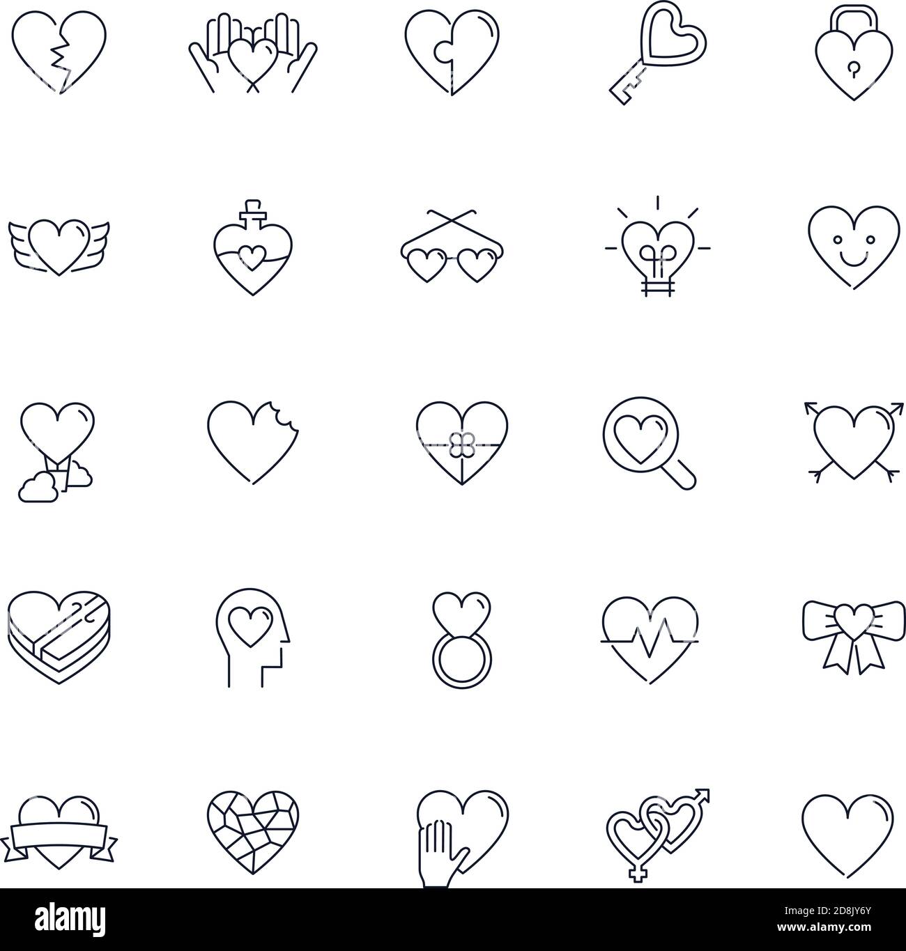 Line icons set. Heart pack. Vector illustration Stock Vector Image ...