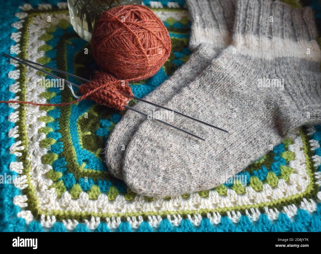 Knitted wool socks Stock Photo - Alamy