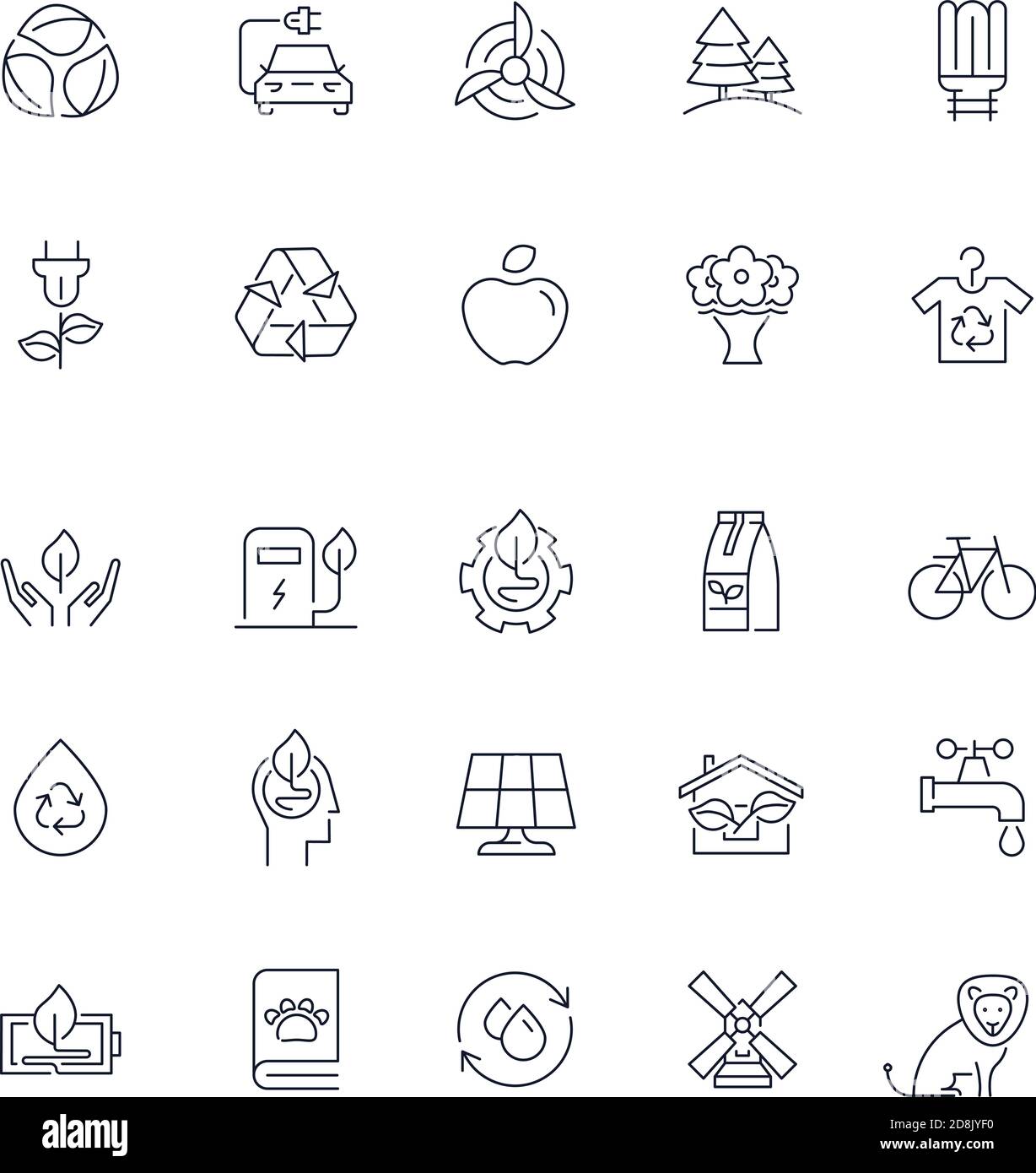 Line icons set. Eco pack. Vector illustration Stock Vector Image & Art ...