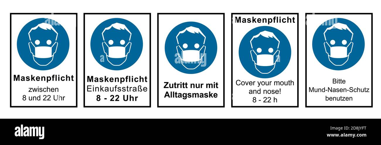 Set of signs relating to the mask requirement. Vector file Stock Vector ...