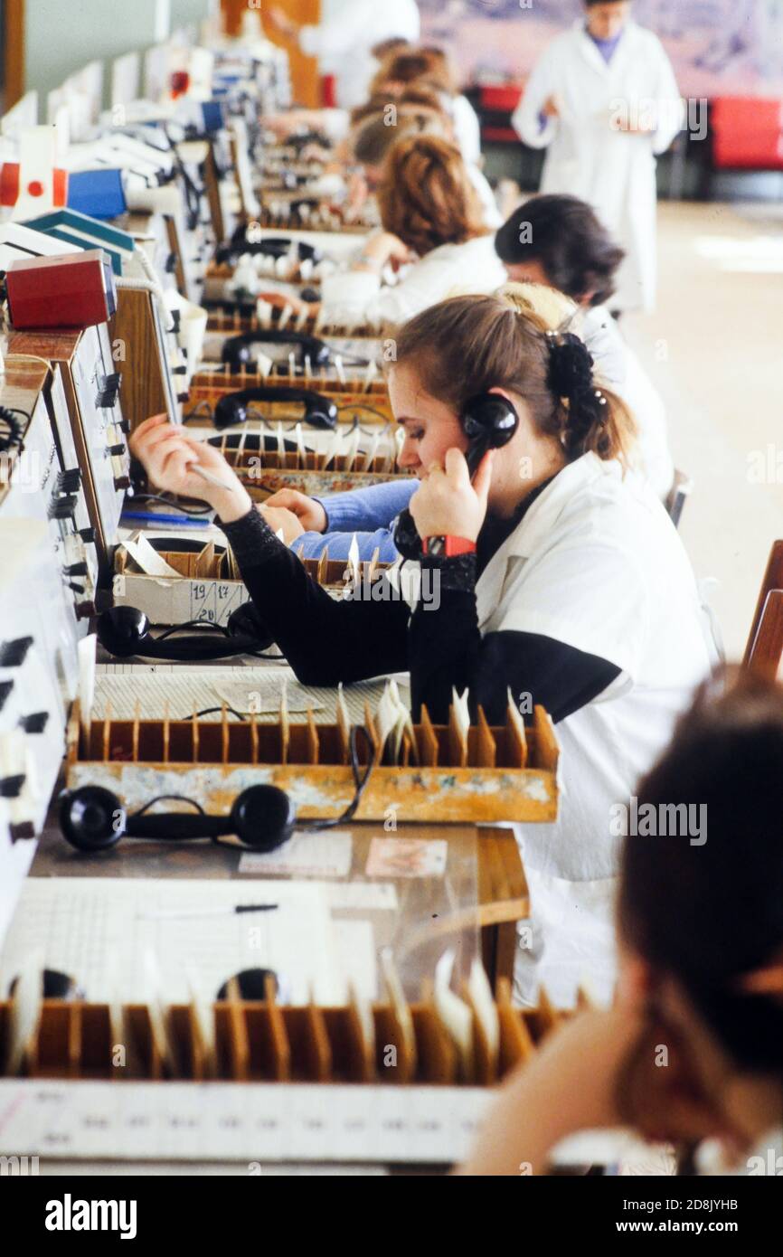 Telephone switchboard in an hospital, Moscow, CEI Stock Photo - Alamy