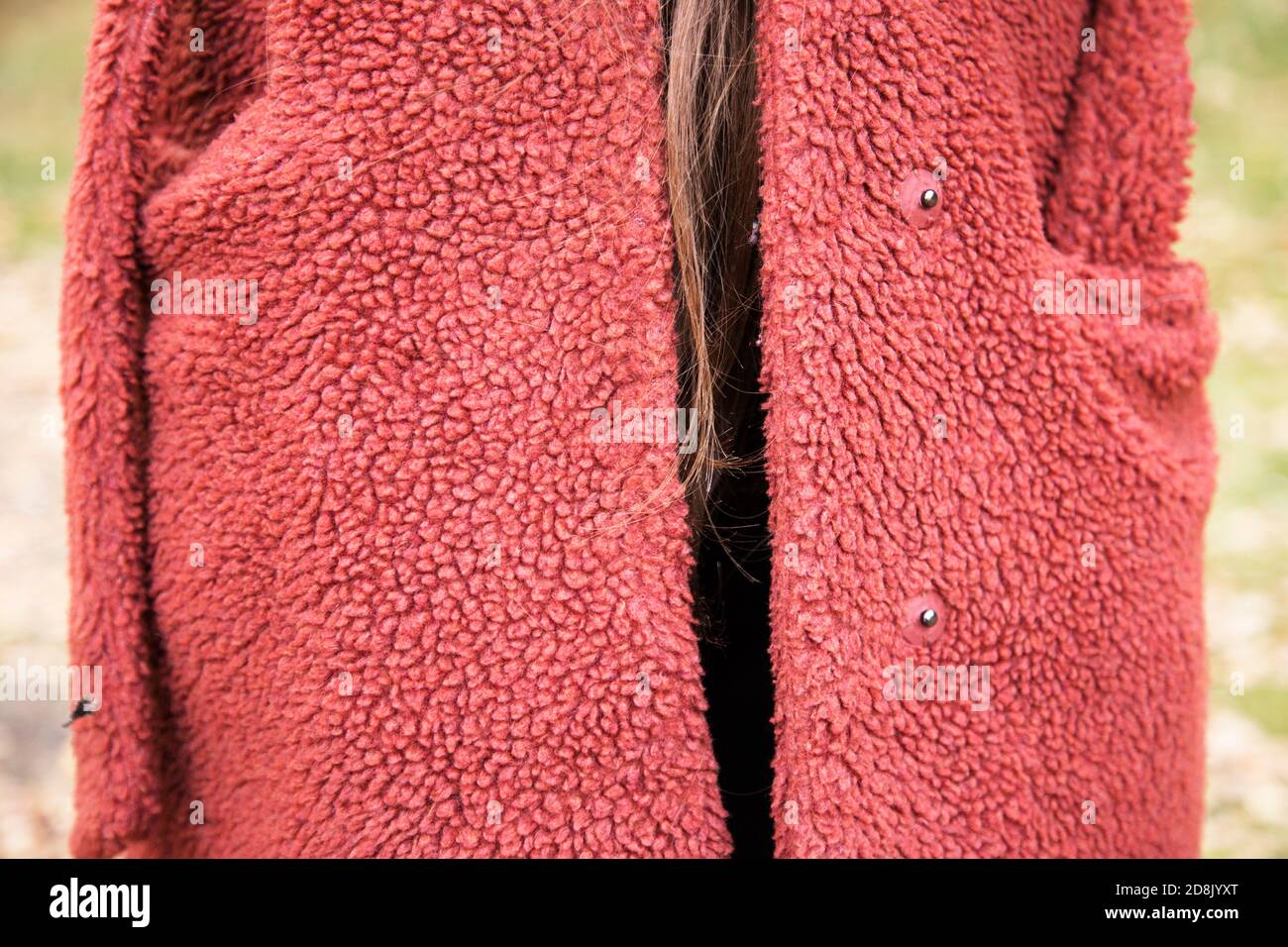 Woman red wool winter coat hi-res stock photography and images - Alamy