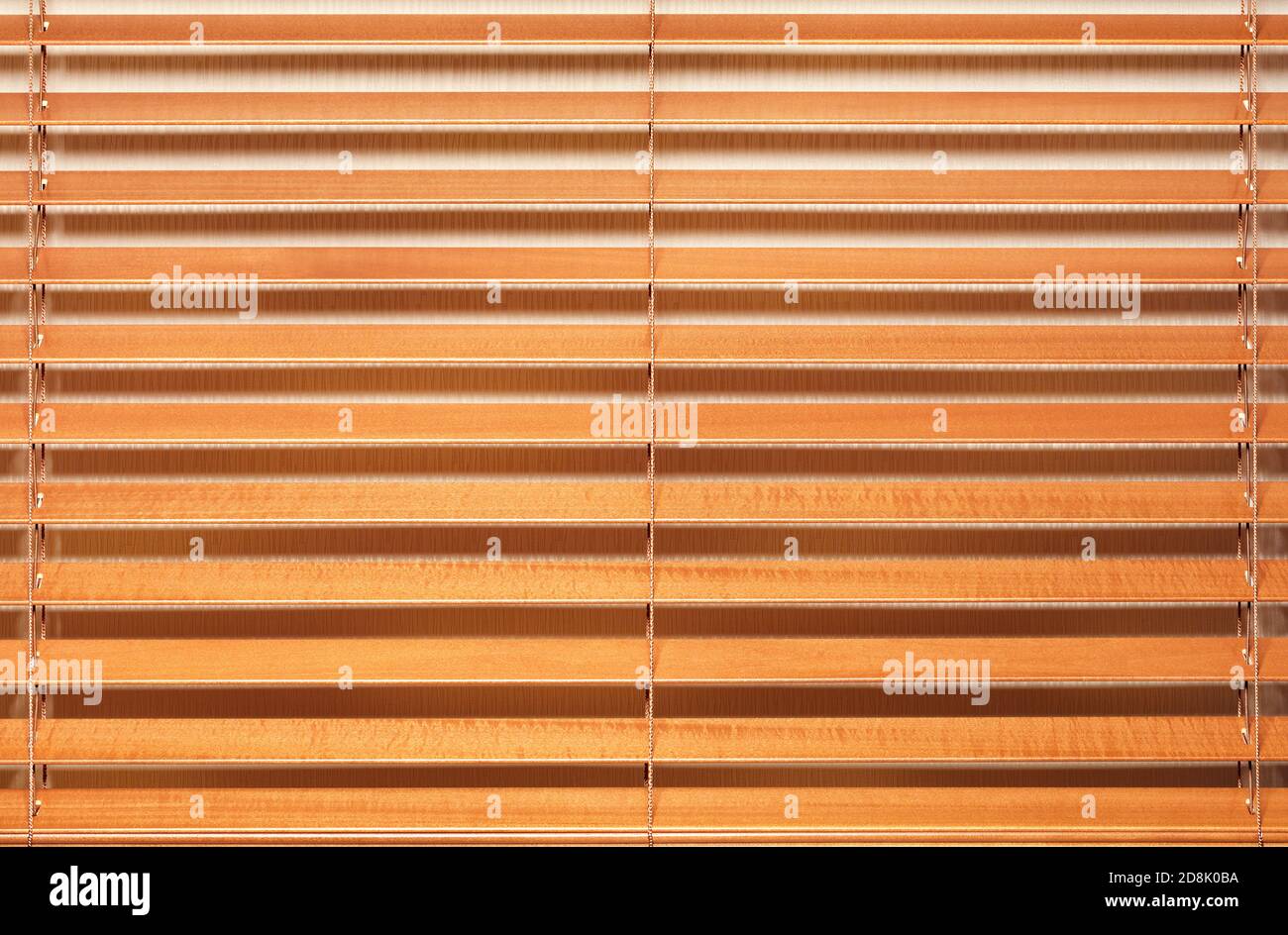 Background and texture of light brown, wooden blinds with wide slats in ...