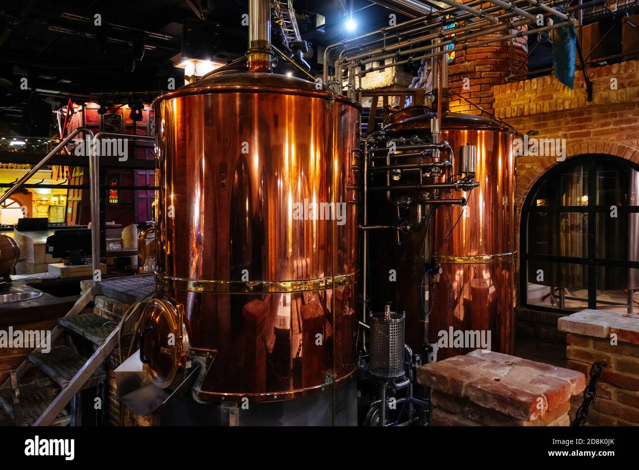 Craft beer production line in private microbrewery Stock Photo - Alamy