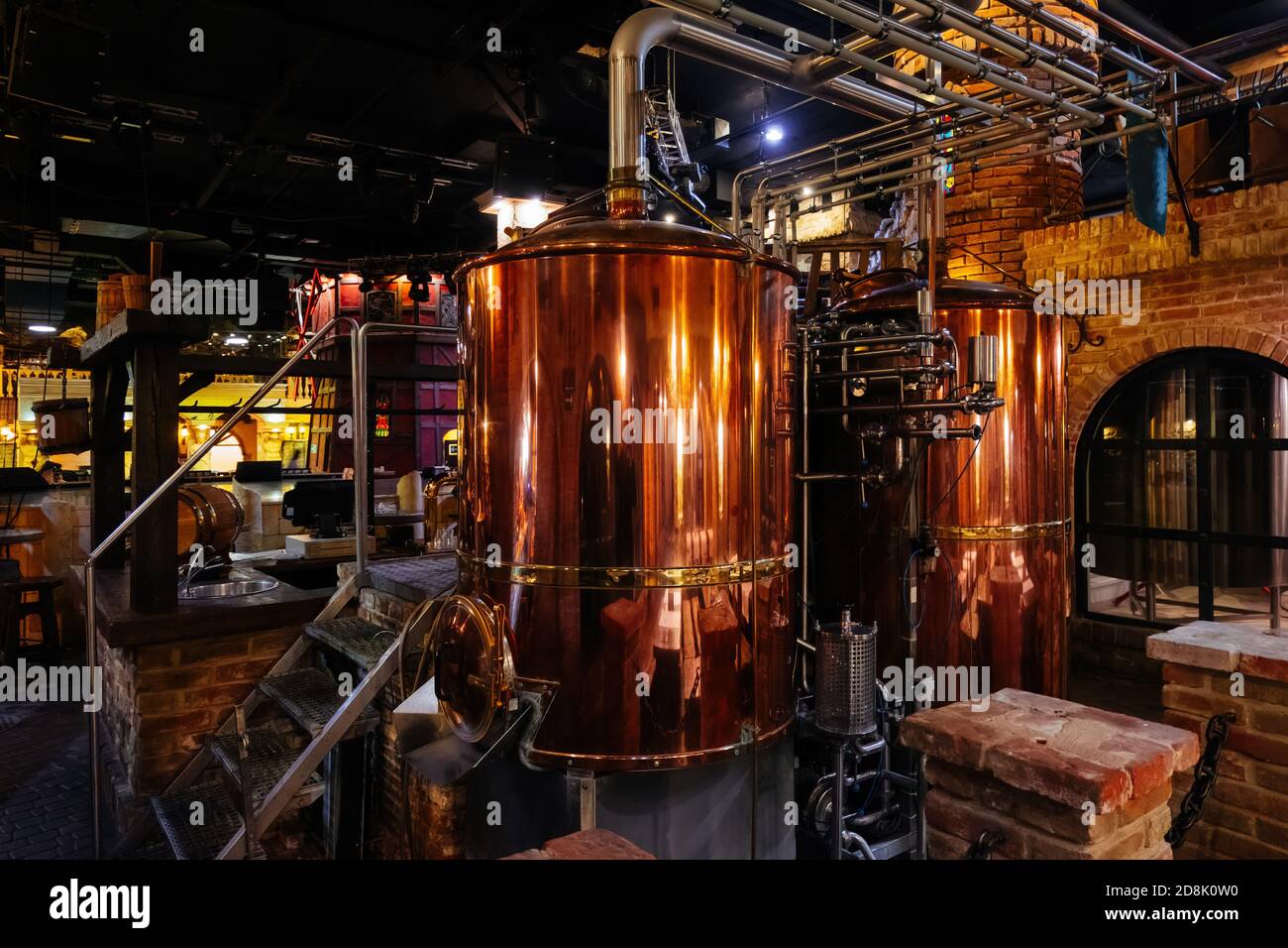 Craft beer production line in private microbrewery Stock Photo - Alamy