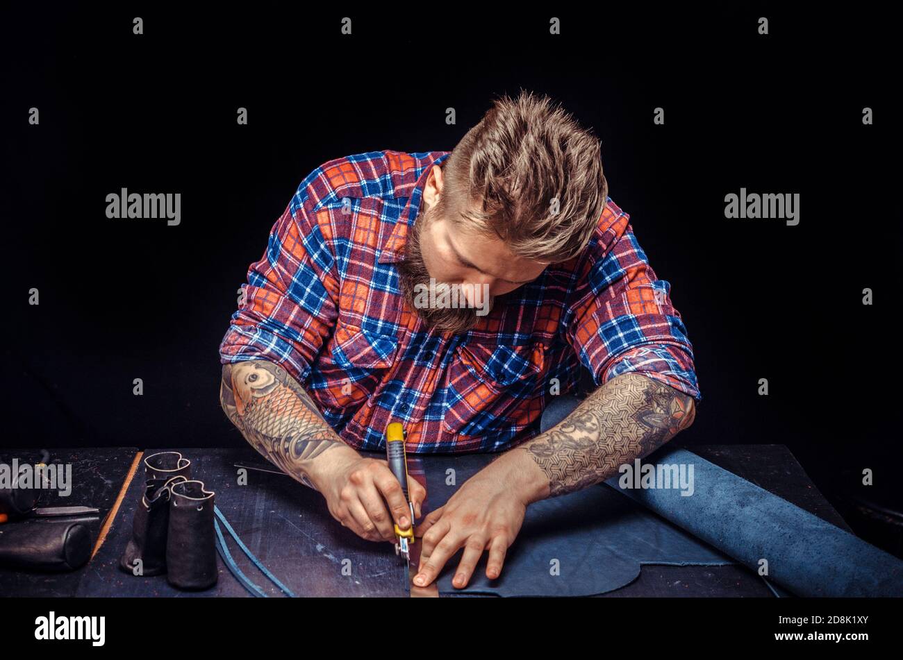 Leather Tanner produces a good product Stock Photo - Alamy