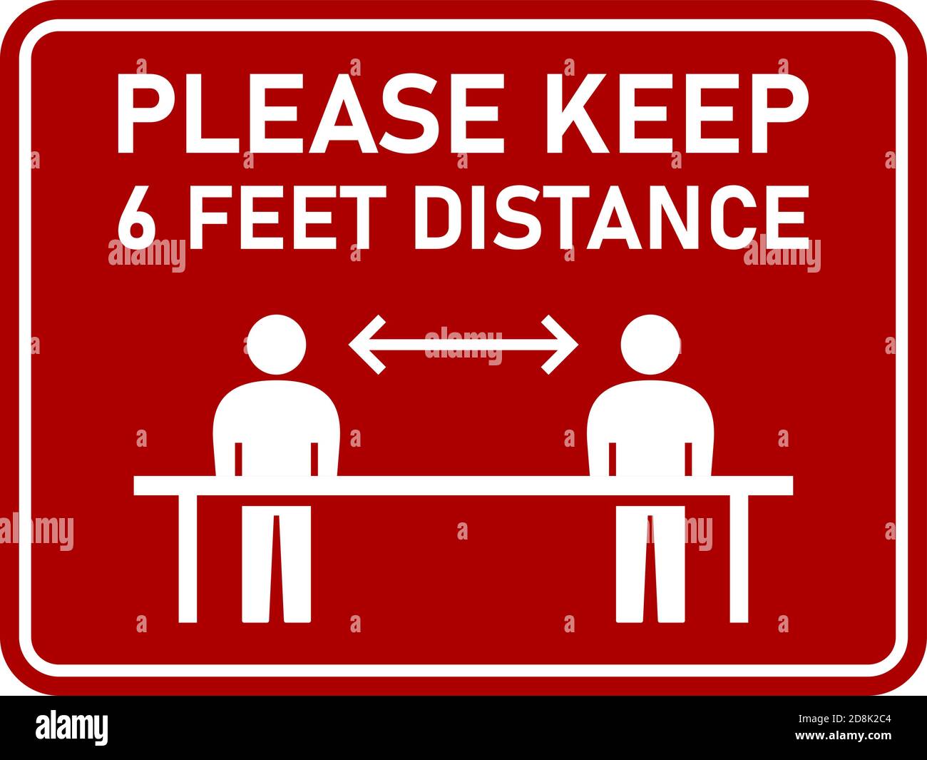 Please Keep 6 Feet Distance Horizontal Warning Sign Showing Socially ...