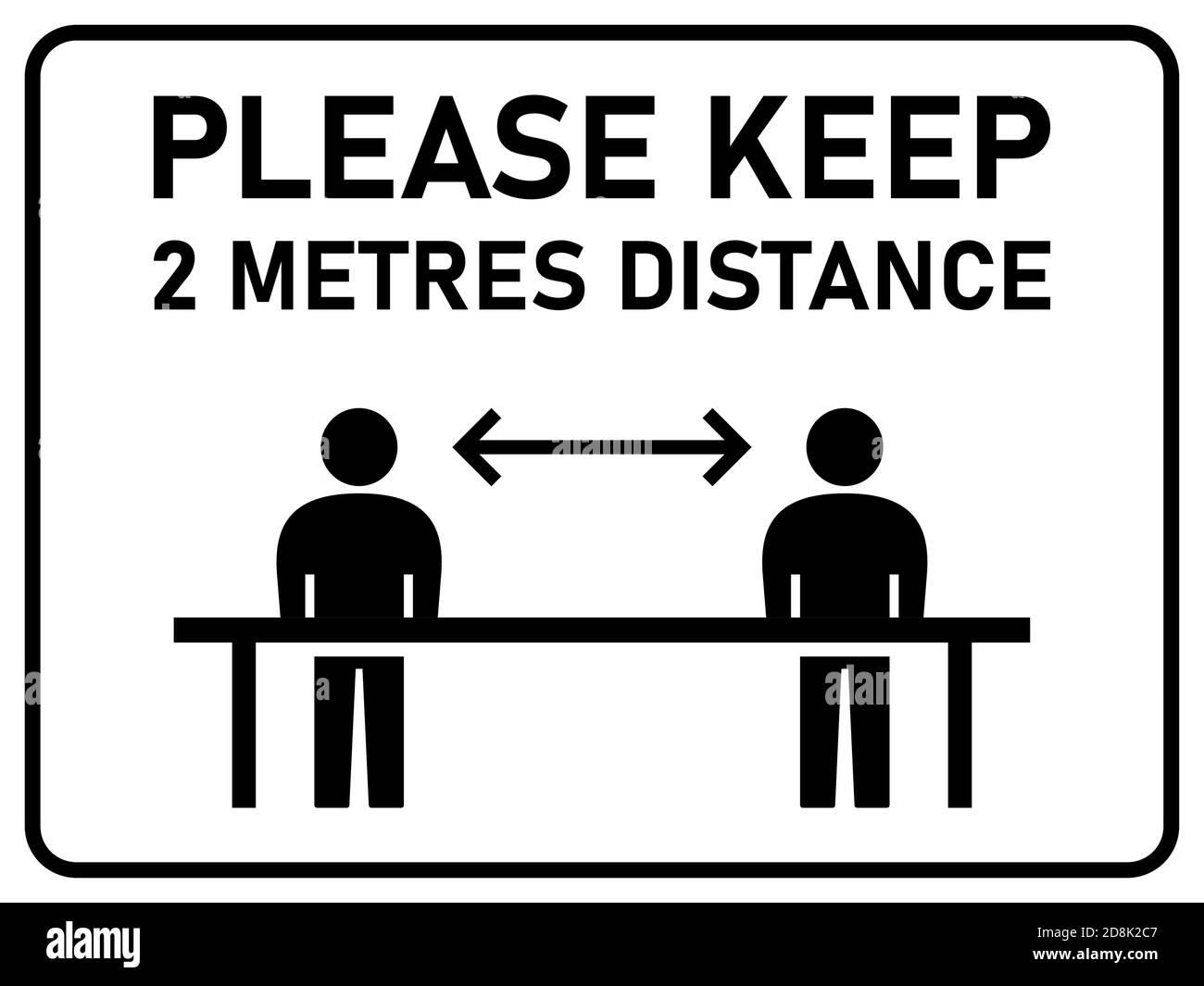 Please Keep 2 Metres Distance Horizontal Warning Sign Showing Socially ...