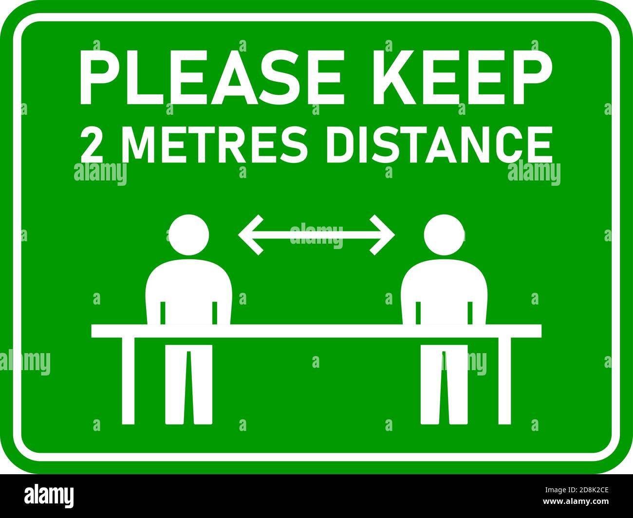 Please Keep 2 Metres Distance Horizontal Warning Sign Showing Socially ...