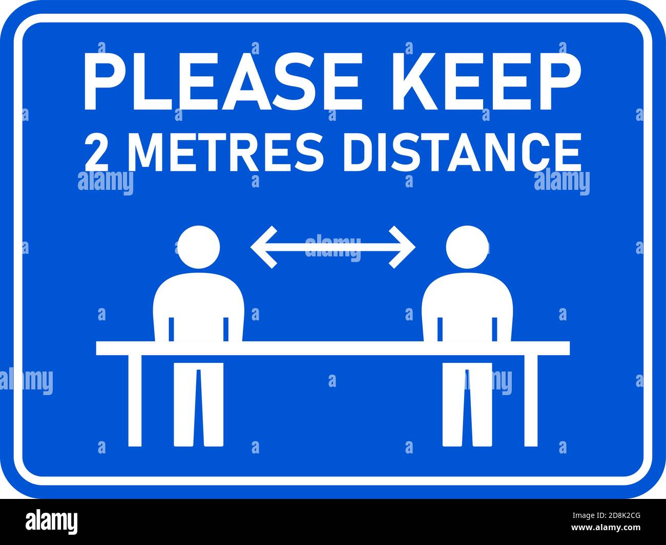 Please Keep 2 Metres Distance Horizontal Warning Sign Showing Socially ...