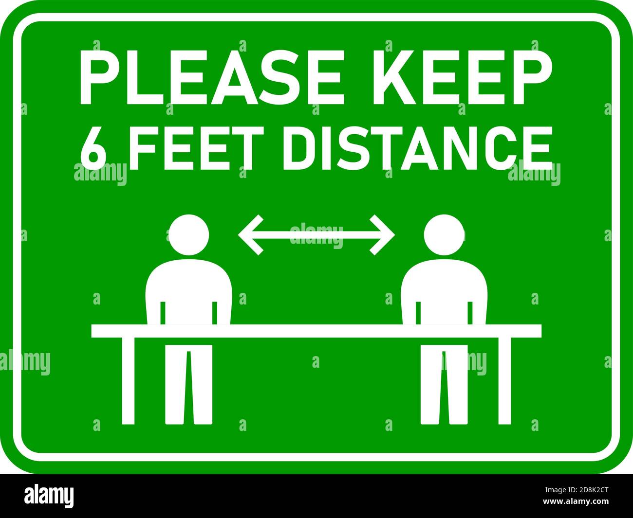 Please Keep 6 Feet Distance Horizontal Warning Sign Showing Socially ...