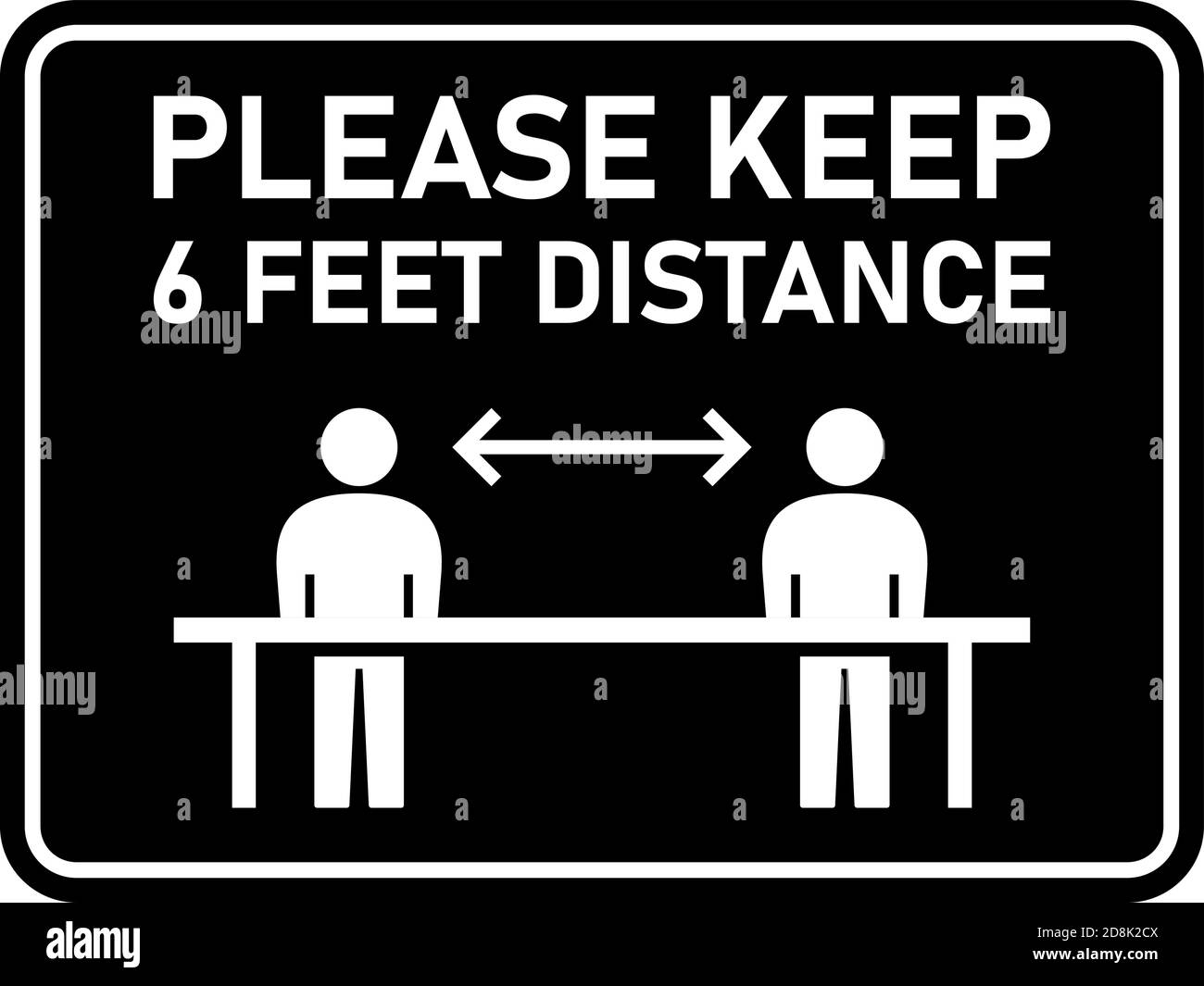 Please Keep 6 Feet Distance Horizontal Warning Sign Showing Socially ...