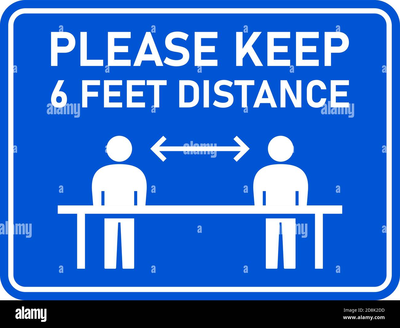 Please Keep 6 Feet Distance Horizontal Warning Sign Showing Socially ...