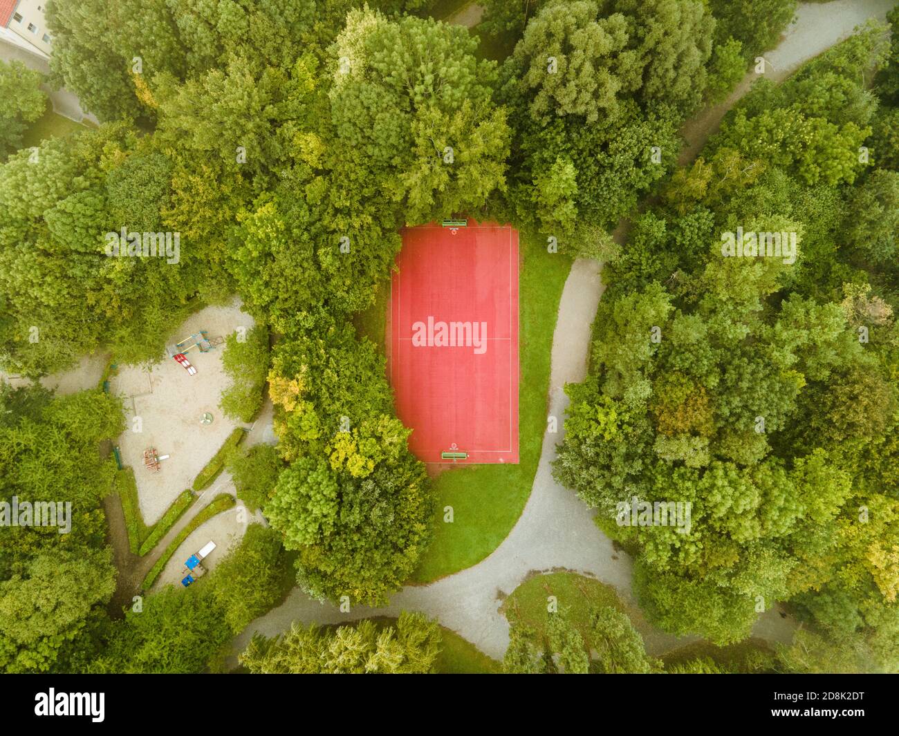 Top view of an outdoor basketball court and a playground Stock Photo ...