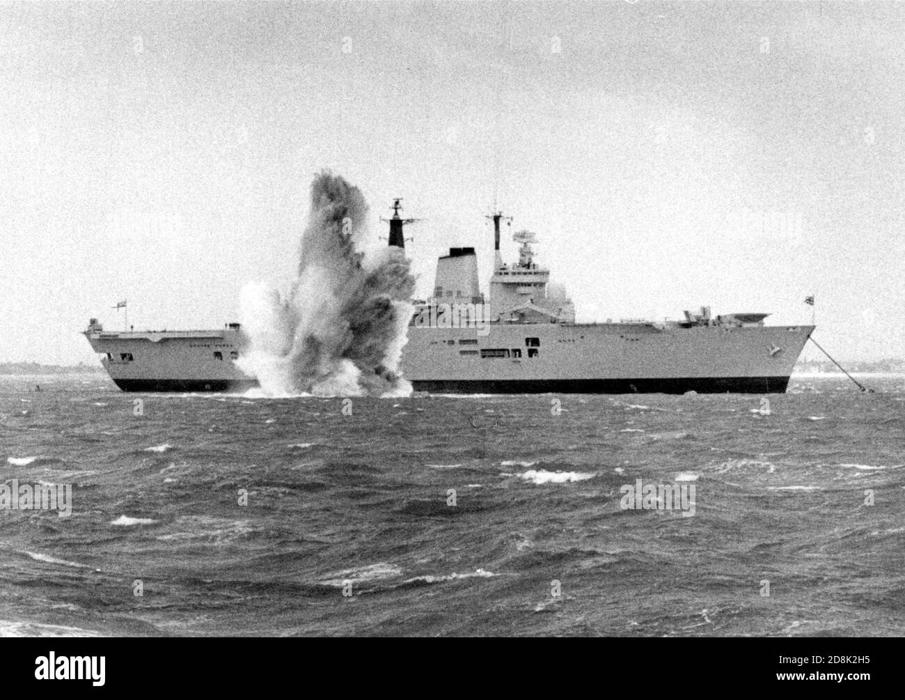 ROYAL NAVY AIRCRAFT CARRIER HMS INVINCIBLE UNDERGOING SHOCK TRIALS IN ...