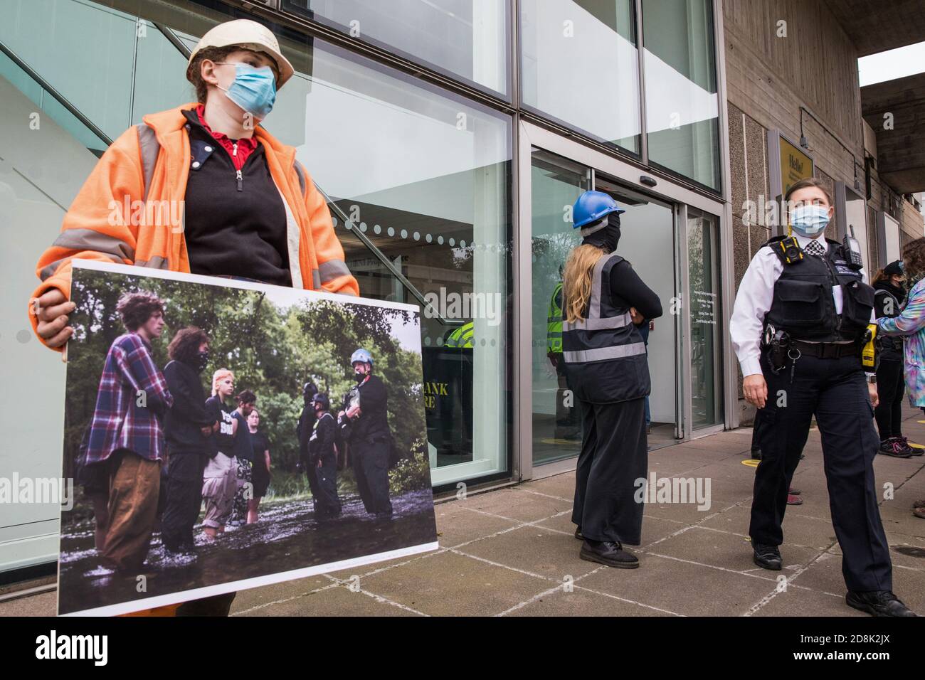 Activists dressed as HS2 enforcement agents and workers take part in a ...