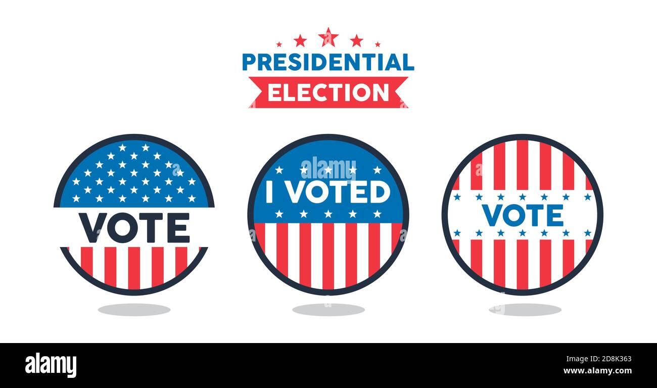 presidential election lettering with set stamps vector illustration ...