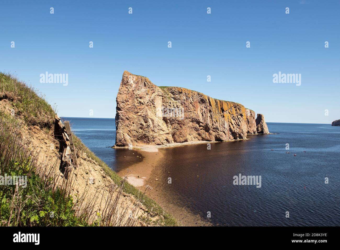 Nice Famous Rocher Perce rock in Gaspe Stock Photo - Alamy